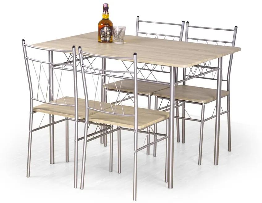 Moderní set Stůl a čtyř židle Dub sonoma TIBA