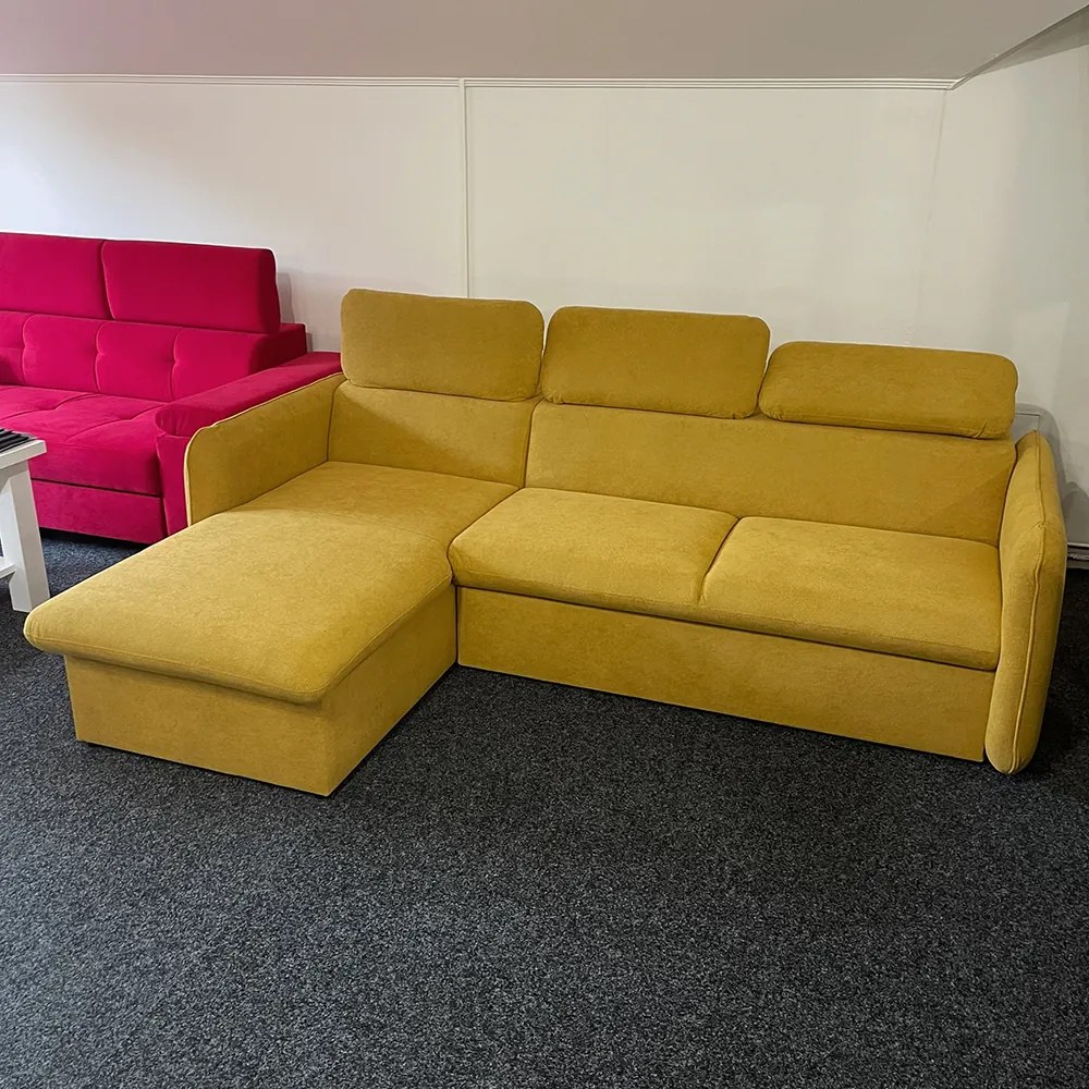 Malá sedací souprava SLIM | 179x235 cm | LEVÁ | 02 šedobílá | rozkládací + úložný prostor