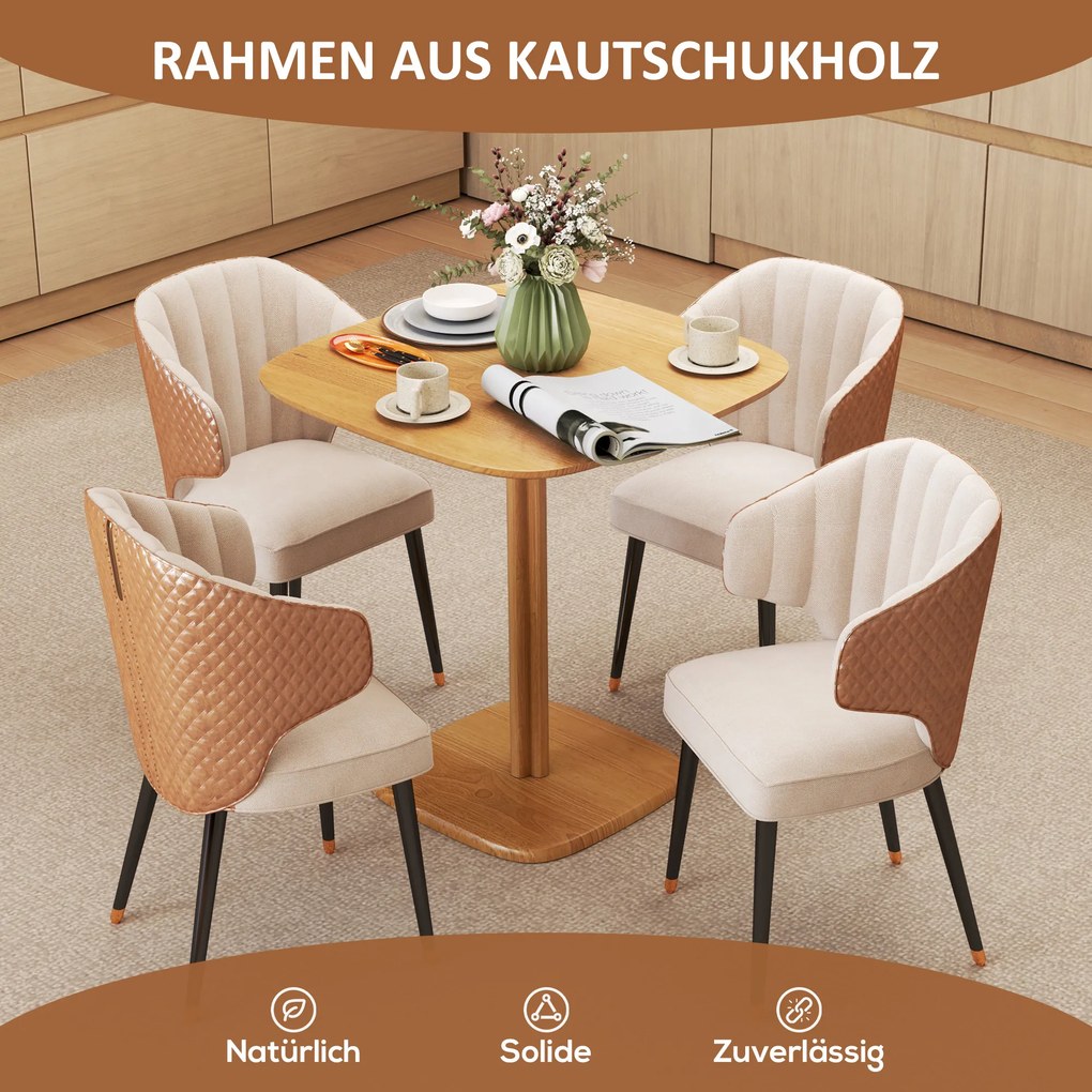 HOMCOM Jídelní stůl pro 4 osoby moderní styl, kuchyňský stůl s dřevěným povrchem, 70 x 70 cm, přírodní dřevo