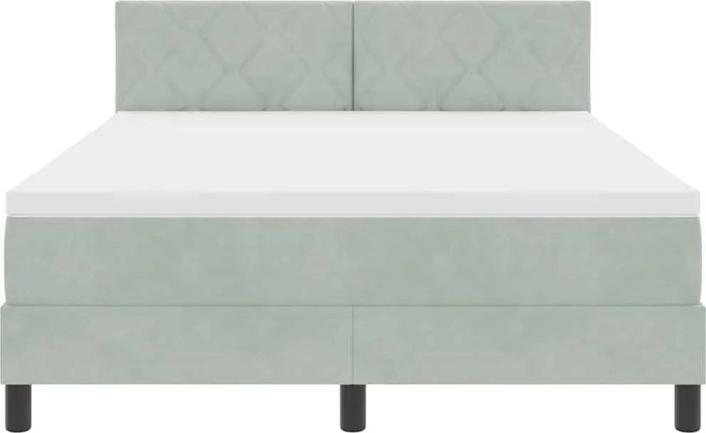 Postel s boxspringem s čelo Světle šedá 140 x 200 cm samet 3339242