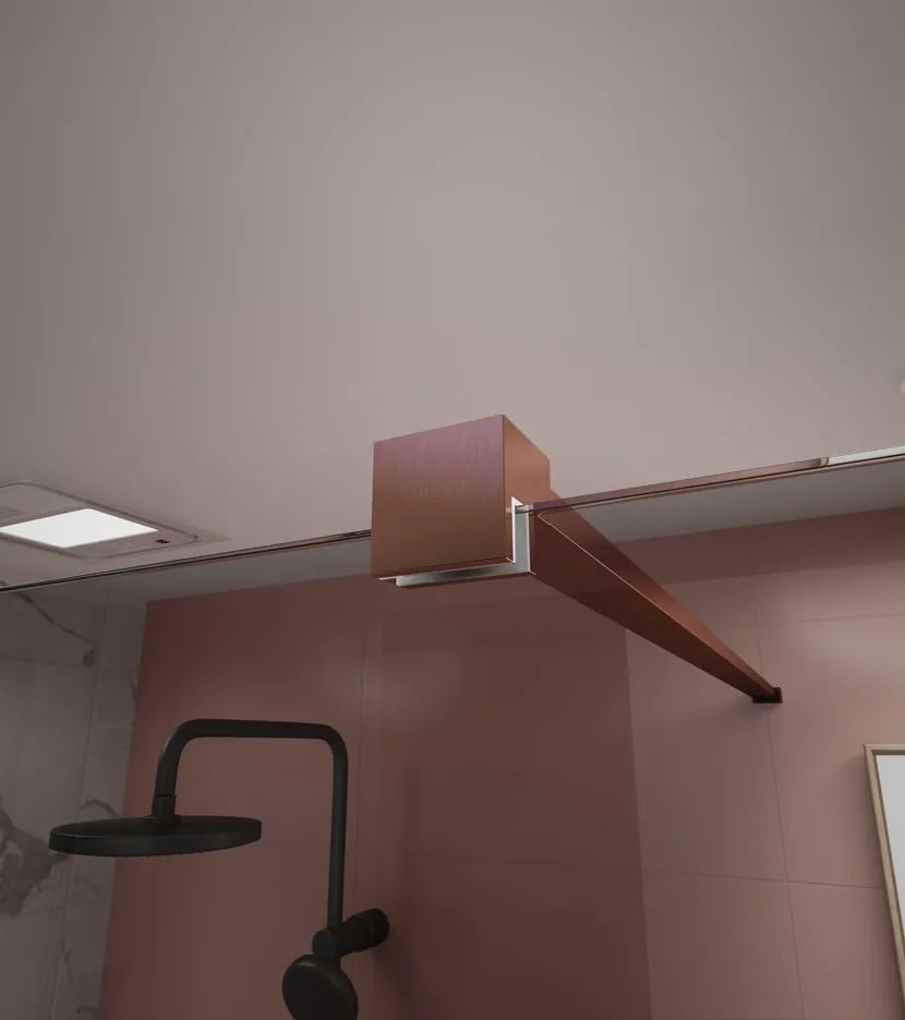 Erga Paris, sprchová zástěna Walk-In 150x200 cm, 8mm šedé sklo, měděný matný profil, ERG-V02-PARIS-150x200-GR-CO