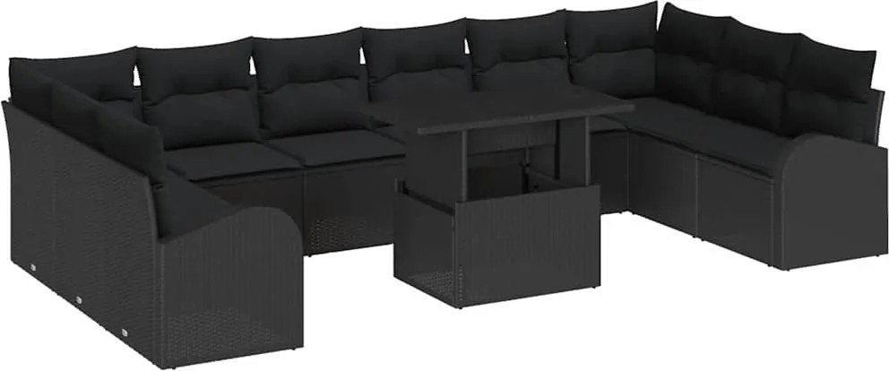 Sada zahradních pohovek 11 ks Černá polyratan 3348719