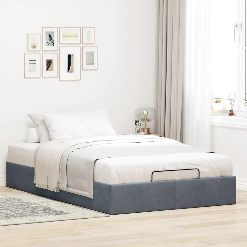 Osmanský rám postele bez matrace tmavě šedá 120x190 cm samet 3310950