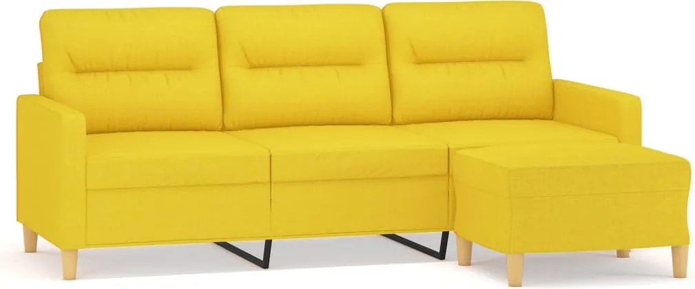 3místná pohovka s podnožkou světle žlutá 180 cm textil 3201078