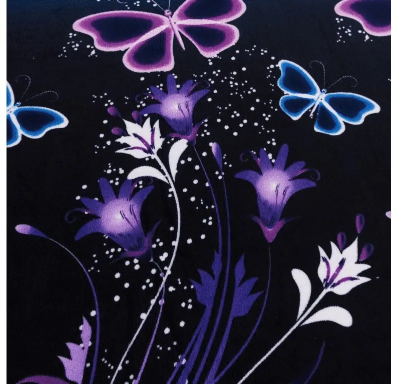 Prostěradlo mikroplyš VIOLET BUTTERFLY 200x200 cm tmavě modré