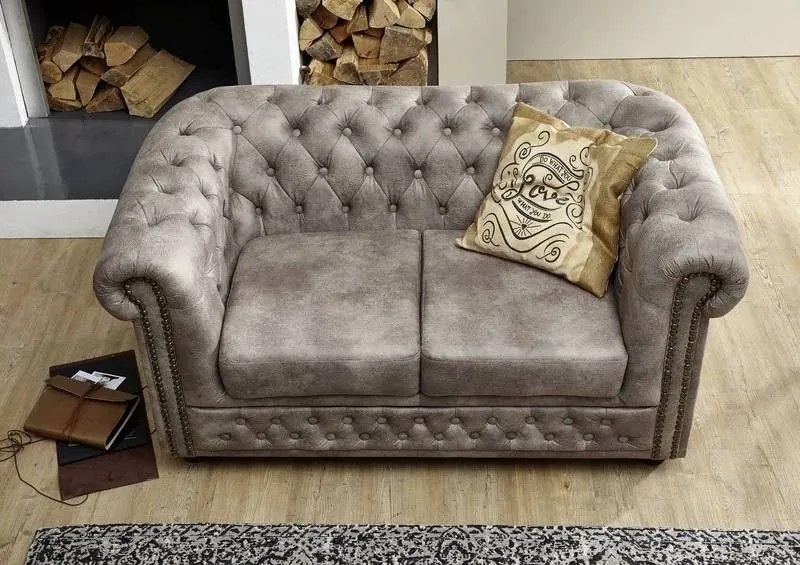 Askont R Pohovka 2M Silver Chesterfield Oxford