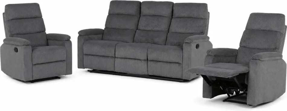 Sedací souprava, polohovací, šedá, manšestrová látka, ASD-C5981 GREY6