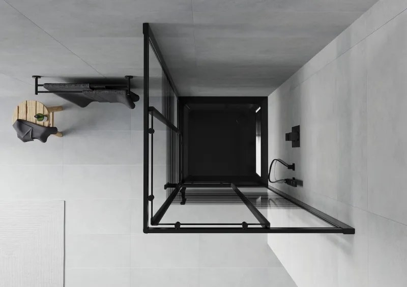 Mexen Rio čtvercová sprchová kabina 80 x 80 cm, černé pruhy, černá + brodzik Flat, černý - 860-080-080-70-20-4070B