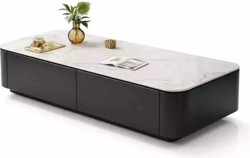 LuxuryForm DESIGN Konferenční stolek ASTON 120 × 60 × 36 cm – černý s bílou deskou