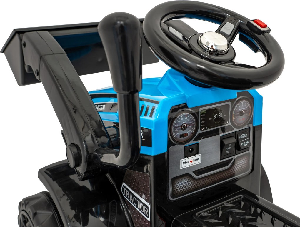 Ramiz Traktor buldozer G320 pro nejmenší děti modrý + pohyblivá lžíce + melodie + klakson + LED světla