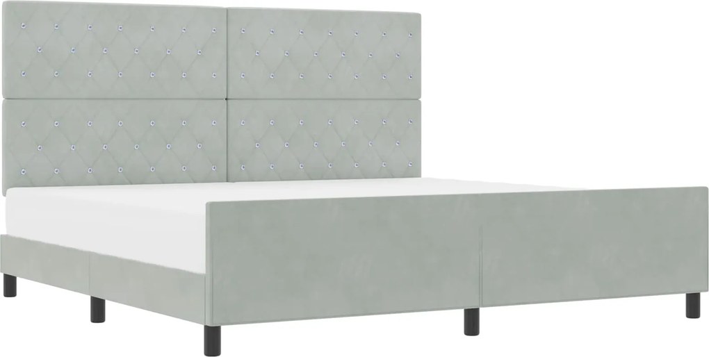 Postel s boxspringem s čelo Světle šedá 200 x 200 cm samet 3344897