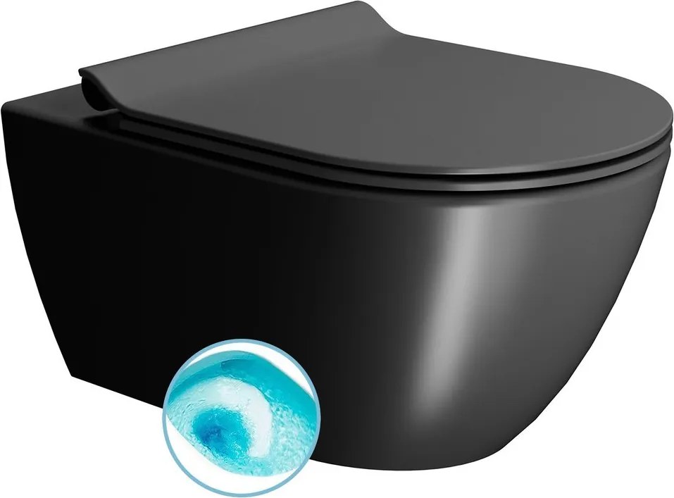 GSI GSI, PURA závěsná WC mísa, Swirlflush, 55x36 cm, černá dual-mat, 881526