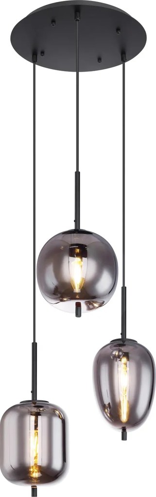 GLOBO Závěsné svítidlo BLACKY černá/kouřová E14 40 W pr. 460 x 1200 mm