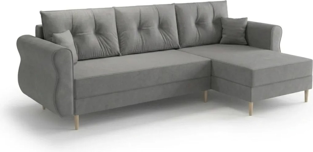 Rozkládací oboustranná sedací souprava do L SILVIANO 230x140 cm, šedá