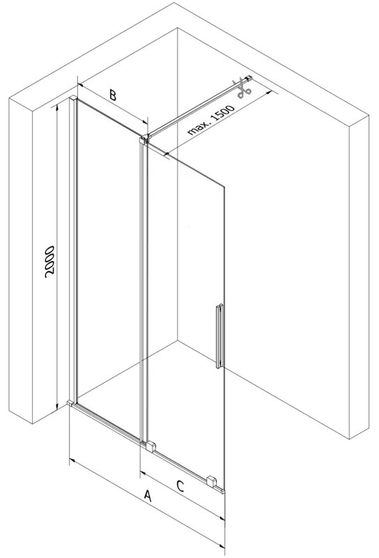 copy of Mexen Omega rozsouvací sprchové dveře 100 cm, Průhledné, Chromovaná - 825-100-000-01-00