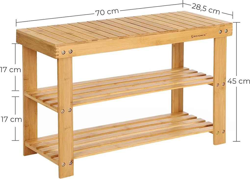 Bambusový botník, úložný systém na boty, přírodní