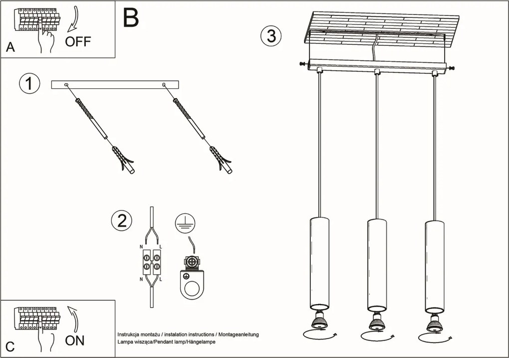 Sollux Lighting Závěsné svítidlo LAGOS 3L bílé