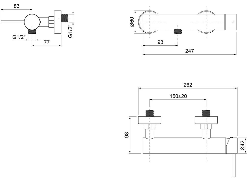 Sapho Sapho, ULTRAMIX nástěnná sprchová baterie, chrom, UT011