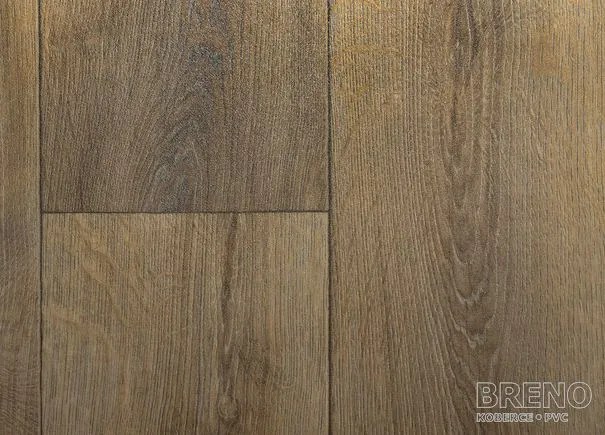 Breno PVC CARBONTEX Cherbourg Oak 546 – tmavé dřevo, šíře 400 cm