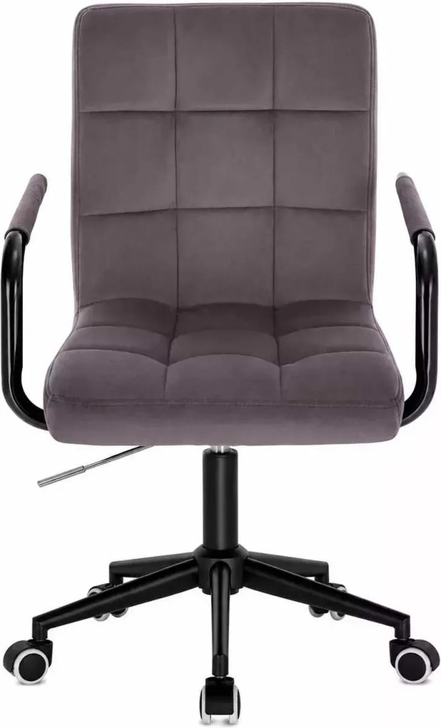 LuxuryForm DESIGN Otočná židle VERONA BLACK VELUR na černé podstavě s kolečky - tmavě šedá