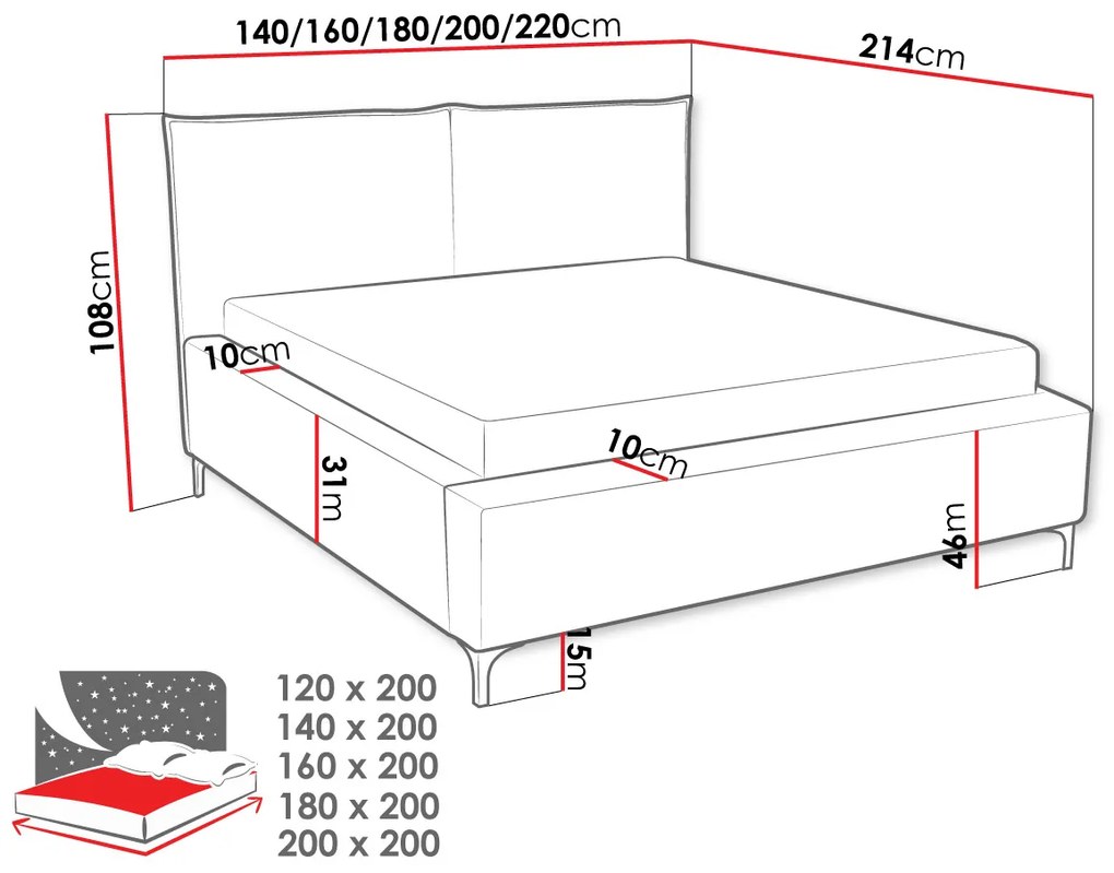 Čalouněná manželská postel 200x200 SKUMA - béžová