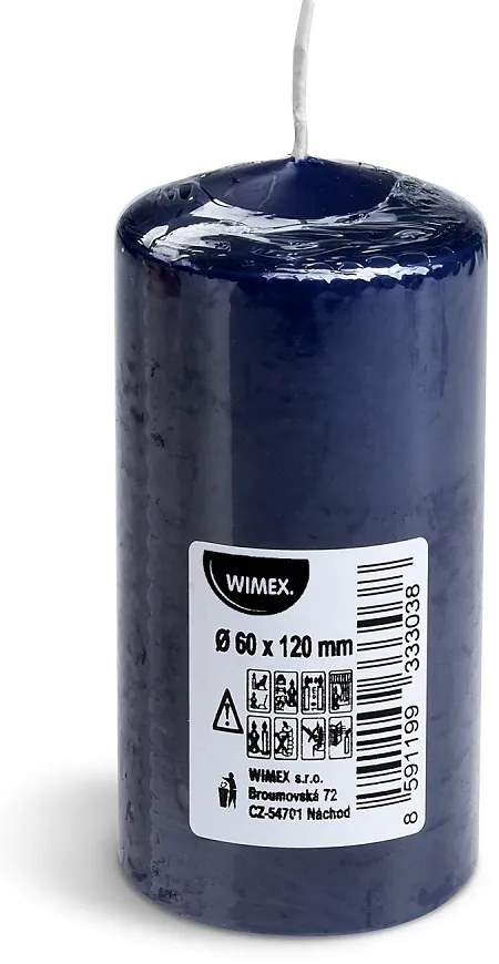 Wimex 33303 - válcová svíčka 60 × 120 mm, tmavě modrá
