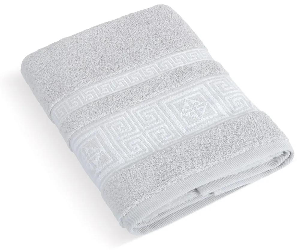 Froté ručník, osuška řecký vzor světle šedá
