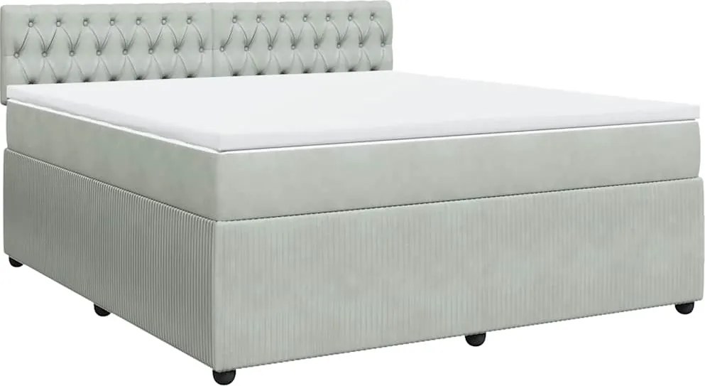 Box spring postel s matrací světle šedá 180x200 cm samet 3287812