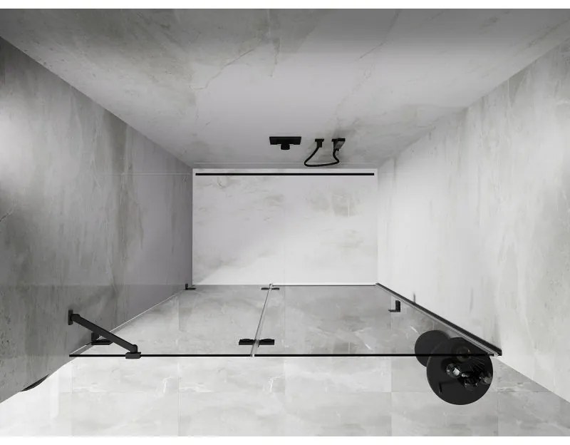 Mexen, Mexen Lunar levé otočné sprchové dveře 140 cm, transparentní, pistolový kov - 834-140-000-95-00-L