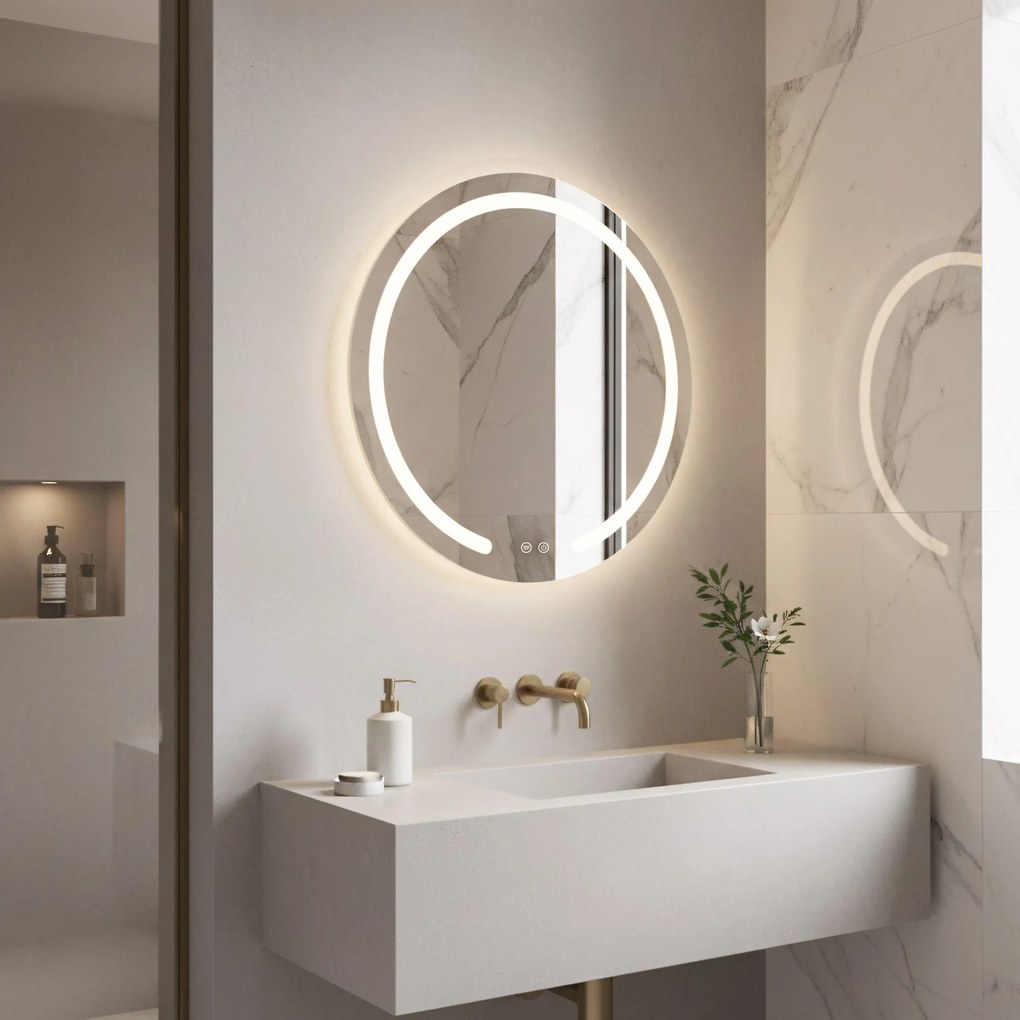 Tutumi Zrcadlo Modern ⌀60 cm s vyhříváním a regulovatelným LED osvětlením HOM-00904