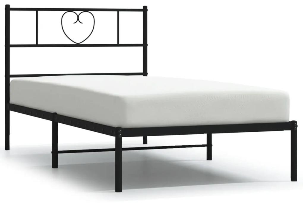 vidaXL Kovový rám postele s čelem černý 80 x 200 cm