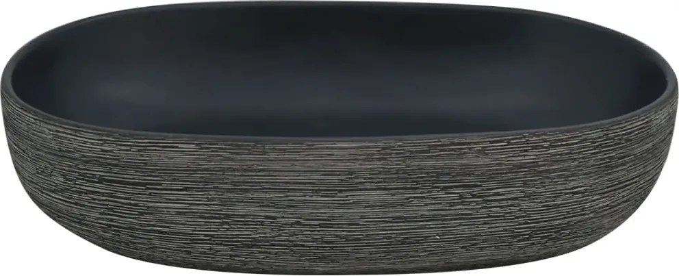 Umyvadlo na desku šedé a černé oválné 59 x 40 x 14 cm keramika 155109