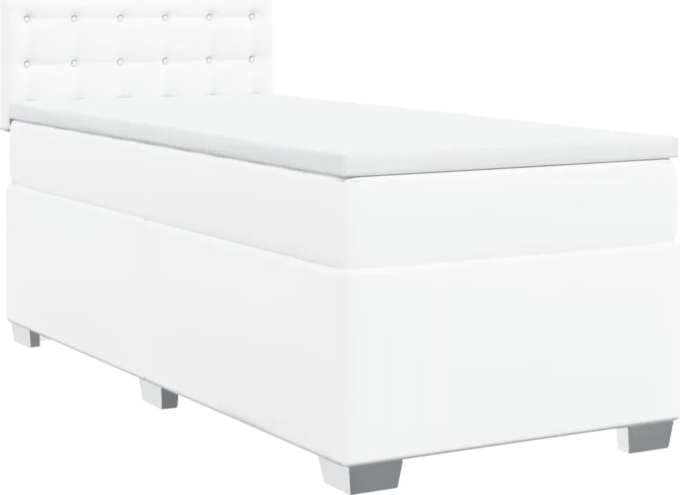 Box spring postel s matrací bílá 80 x 200 cm umělá kůže 3286097