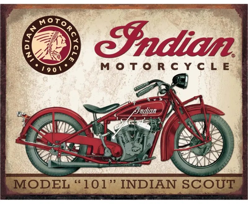 Plechová cedule Indian Scout 40 cm x 32 cm