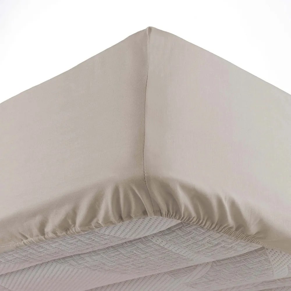 Béžové napínací prostěradlo z mikrovlákna 90x190 cm Oscar – douceur d'intérieur