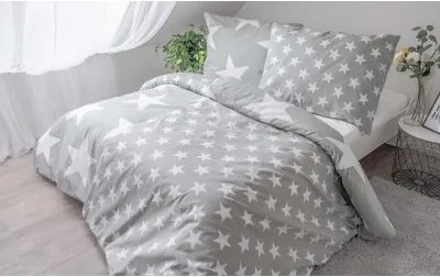 JAHU collections BAVLNĚNÉ POVLEČENÍ - Stars DUO grey 140x200/70x90cm