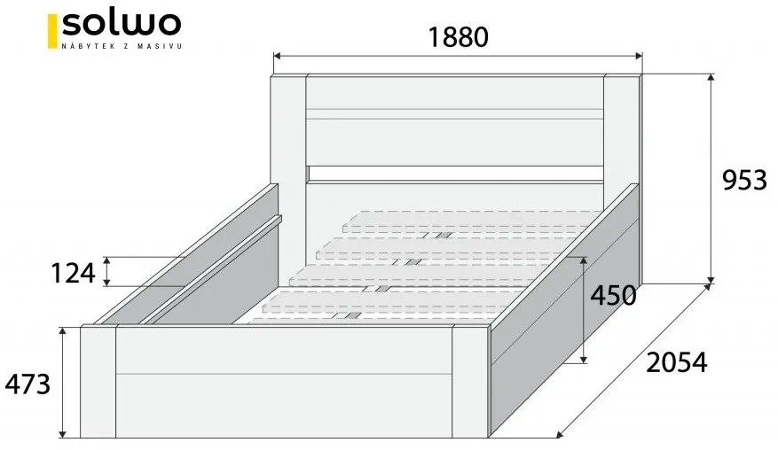 Solwo Design Postel ALEXIA BOX (BUK, DUB) Materiál: Dub Cink, Barevne provedení: Olej odstín 106/206, Specifikace: 180x200