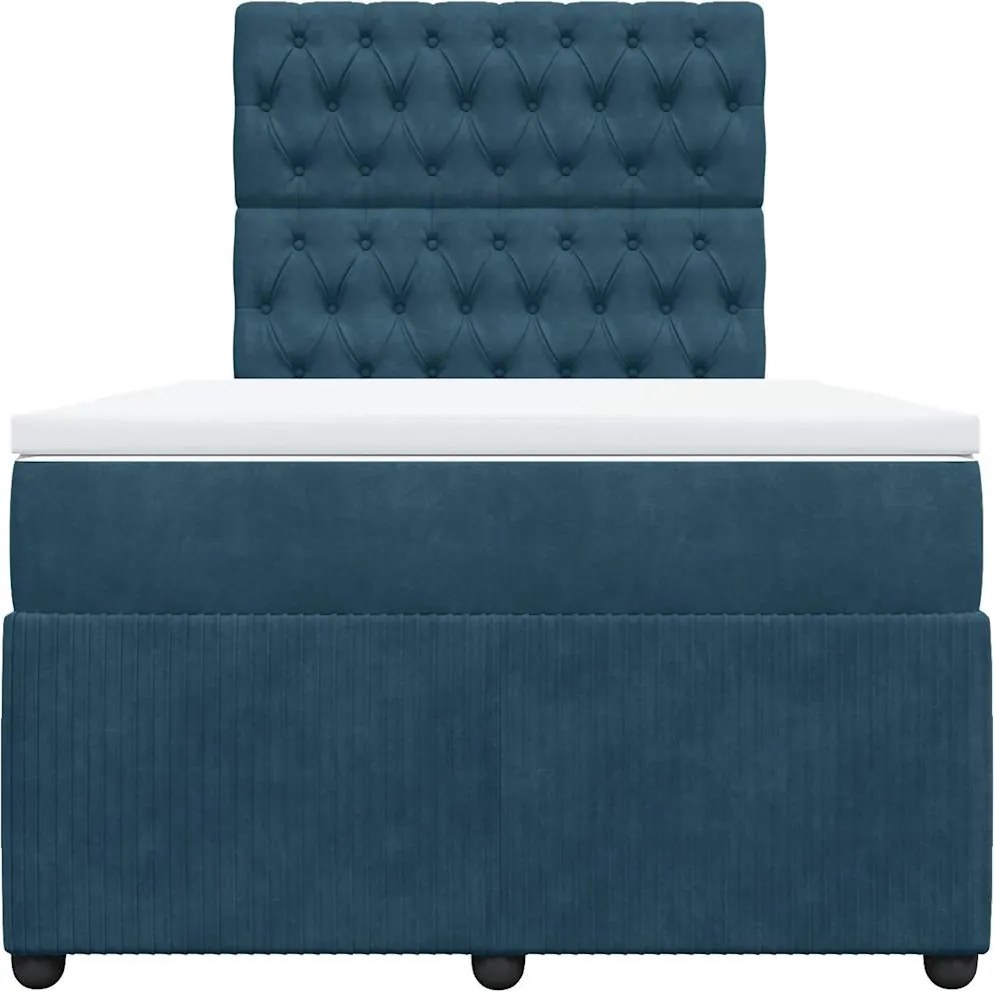 Box spring postel s matrací modrá 120 x 190 cm samet 3294596