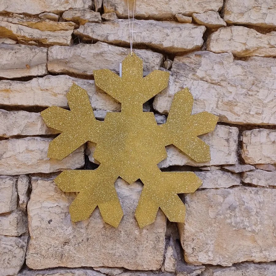 Vánoční ozdoba vločka I, pr. 40 cm, zlatá, překližka, venkovní
