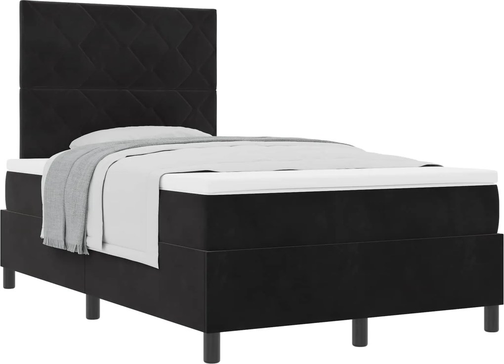 Postel s boxspringem s čelo Černý 120 x 190 cm samet 3339886