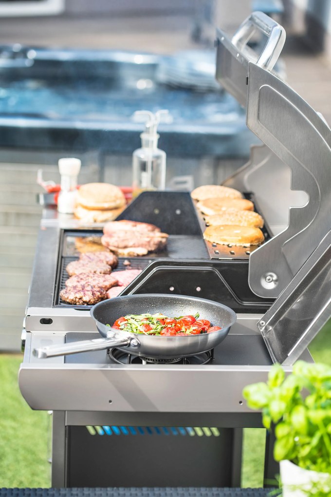 Plynový gril CALIFORNIA BBQ, 4 hořáky, s redukčním ventilem, stříbrná Penta CZ