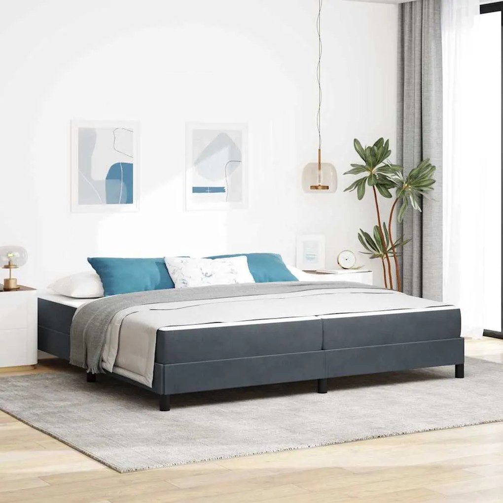 Postel s boxspringem s matrací Tmavě šedá 200 x 200 cm textil 3398714