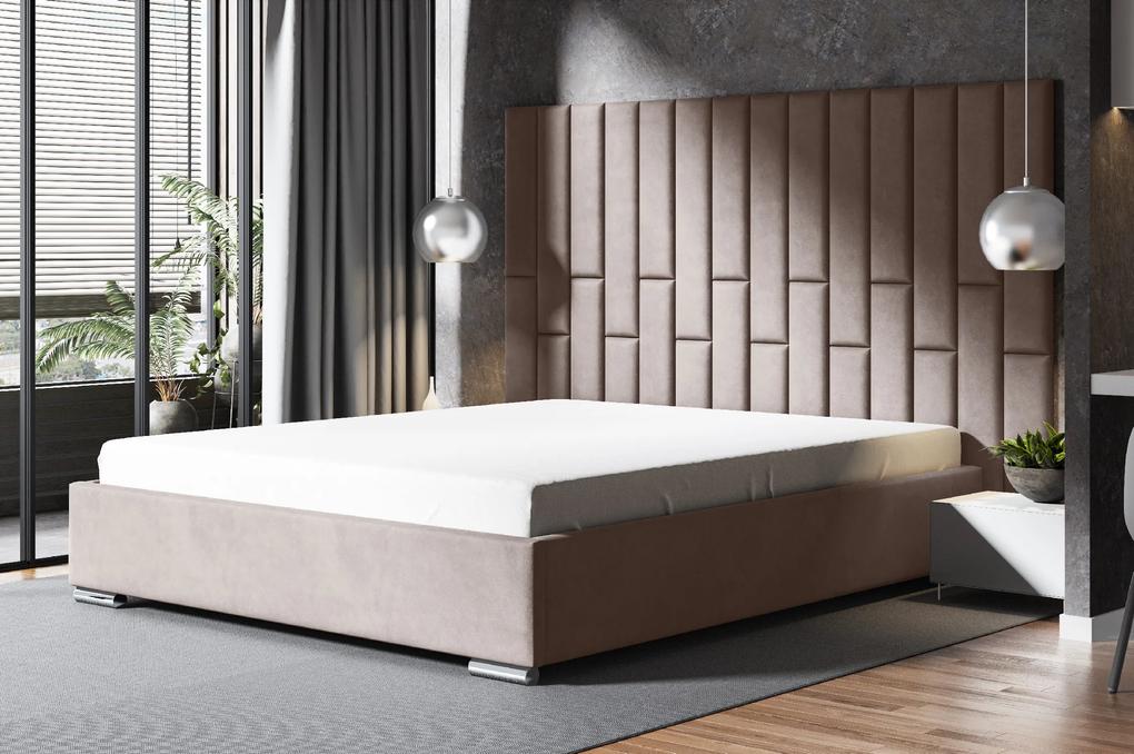 Eka Čalouněná postel LANA 140 x 200 cm Barva látky Trinity: (2305) Tmavá béžová, Úložný prostor: S dřevěným rámem úložného prostoru