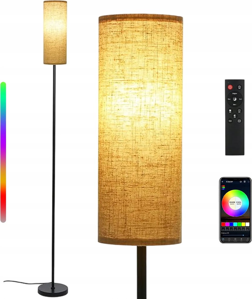 noční lampa Led lampička Rgb stmívatelná e27 žárovky stínidlo z lnu