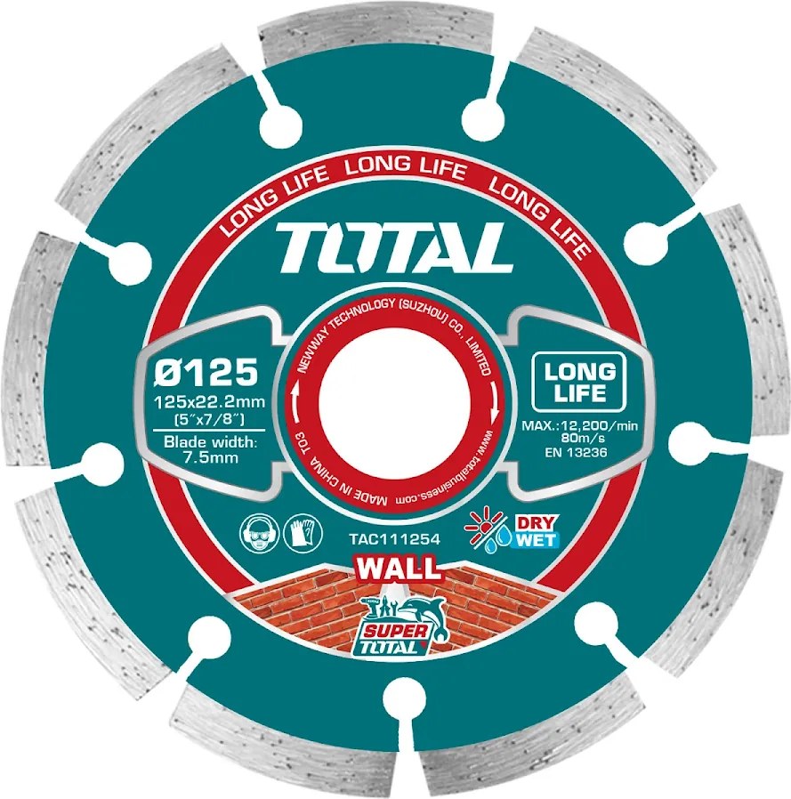 Diamantový řezný kotouč turbo Fast Cut 125 × 22,2 mm TOTAL TAC111254