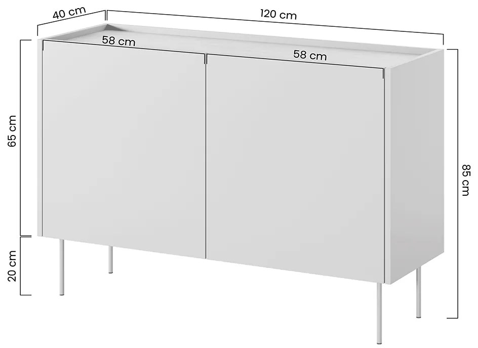 Komoda Desin 120 cm se dvěmi ukrytými zásuvkami - černý mat / dub nagano