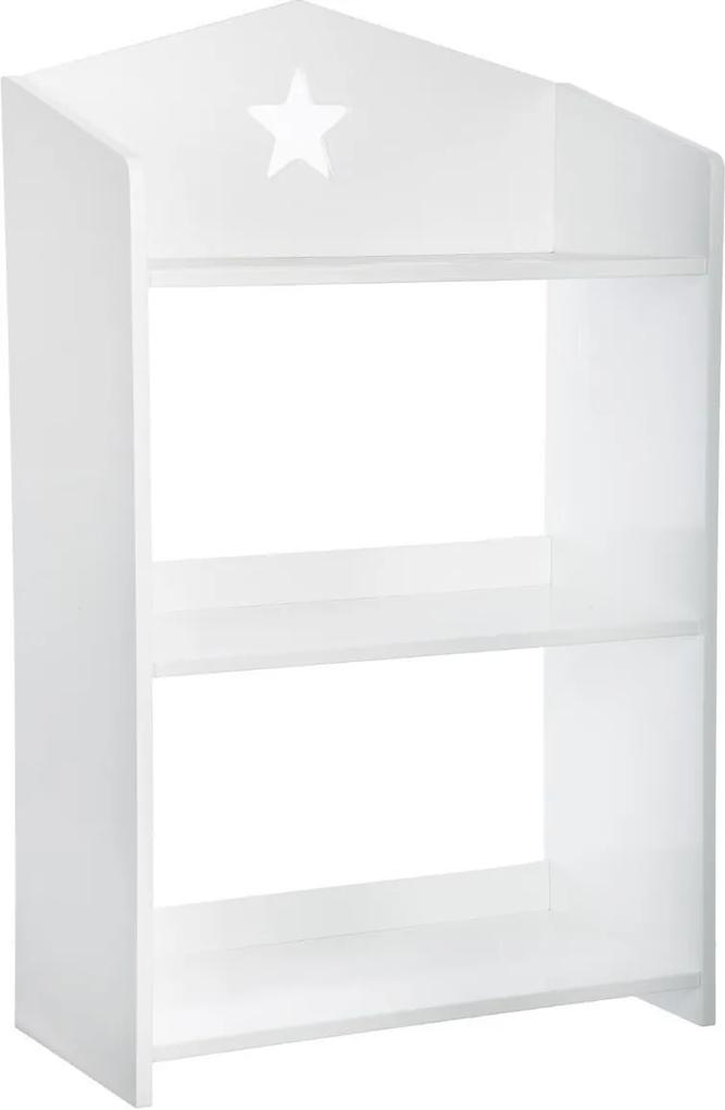 Regál, bílá knihovna, skříň, skladovací police, organizér, bílý regál, 3 úrovně, 48 x 24 x 78 cm