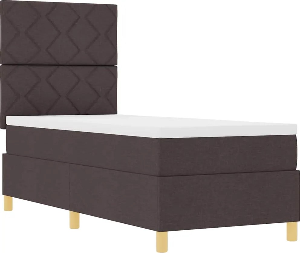 Postel s boxspringem s čelo Tmavě hnědá 80 x 200 cm textil 3339654