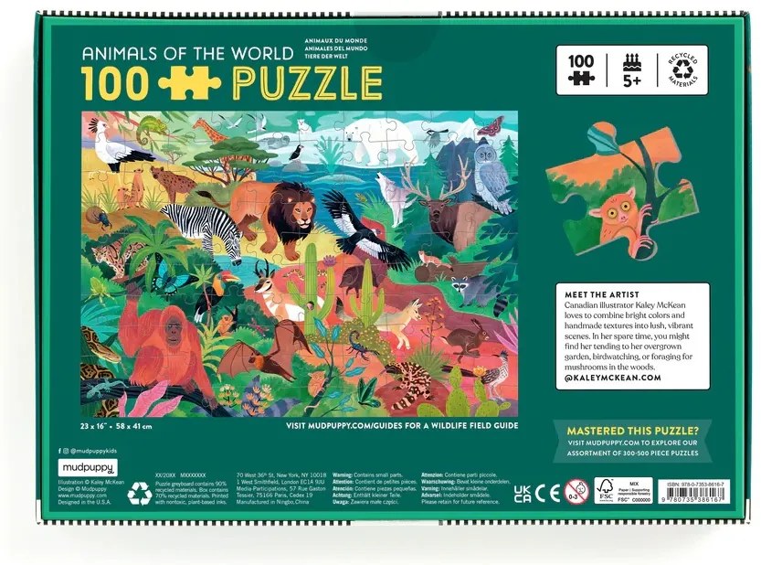 Mudpuppy Zvířata světa Puzzle100 dílků