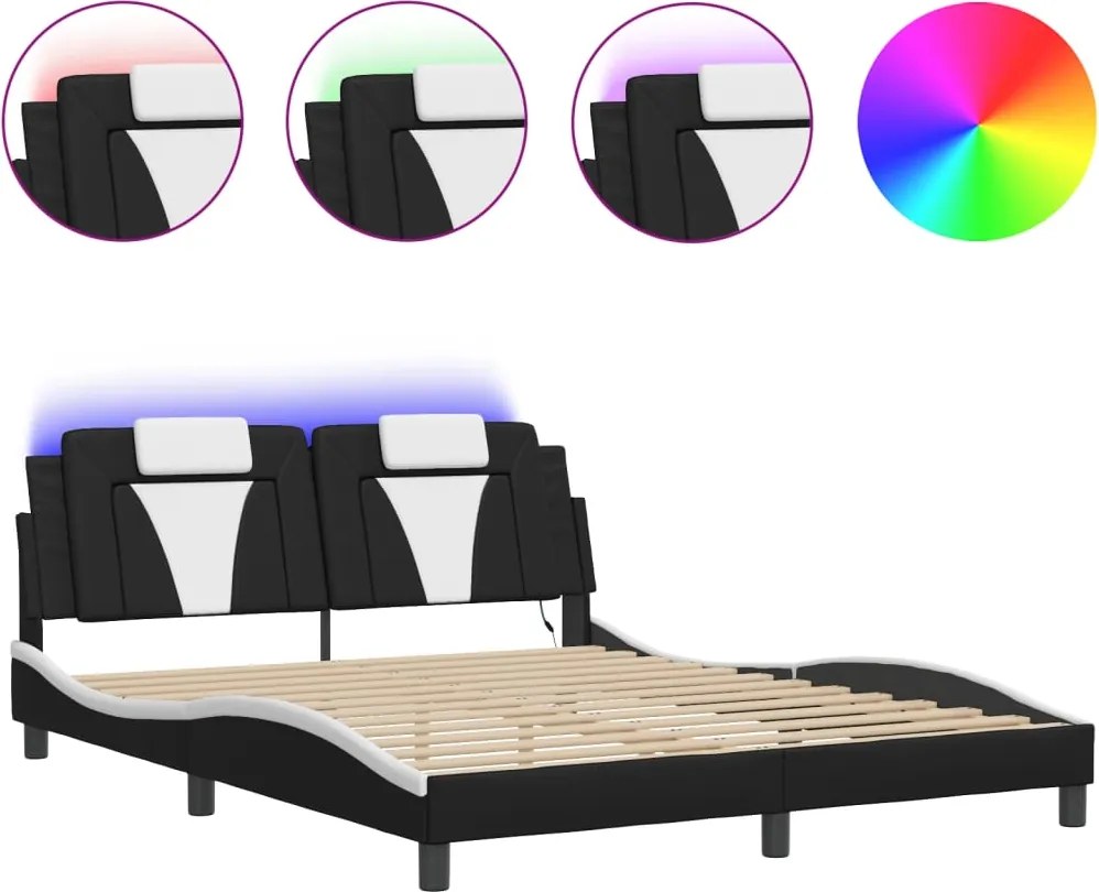 Rám postele Viana s LED bez matrace černý a bílý 160x200 cm 3214034
